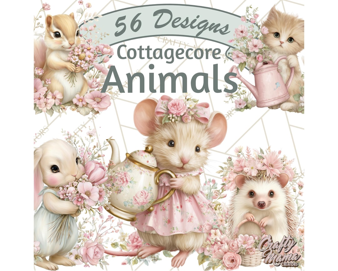 56 Png, Pastel Cottagecore Animals Clipart, Cute Spring Animals Clip ...