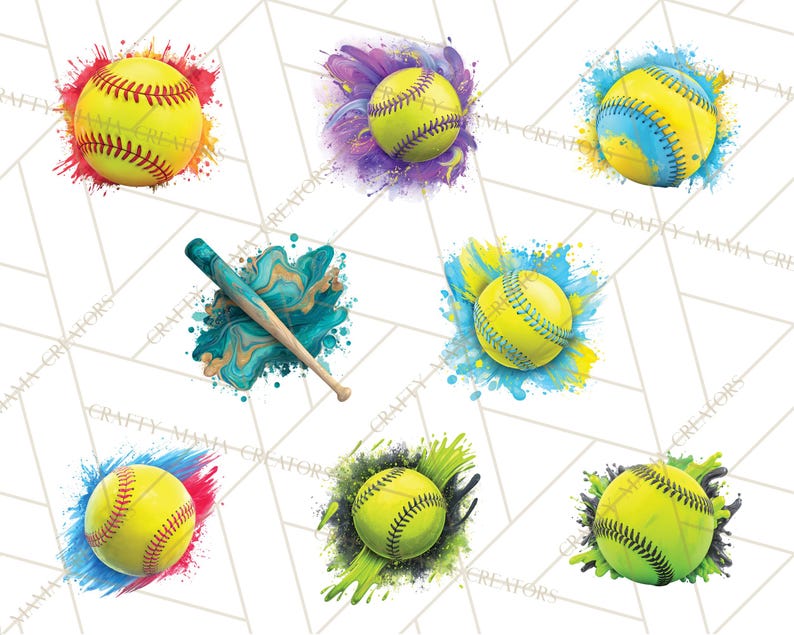 48 Png, Softball PNG Clipart, Sports Ball Clip Art With Paint Splash ...