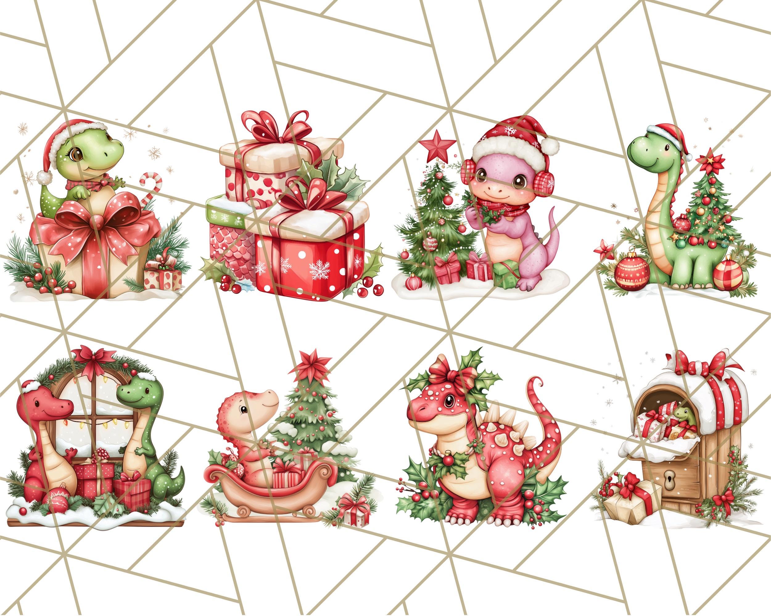 Christmas Dinosaur PNG Clipart, Cute Christmas Dinosaurs and Holiday ...