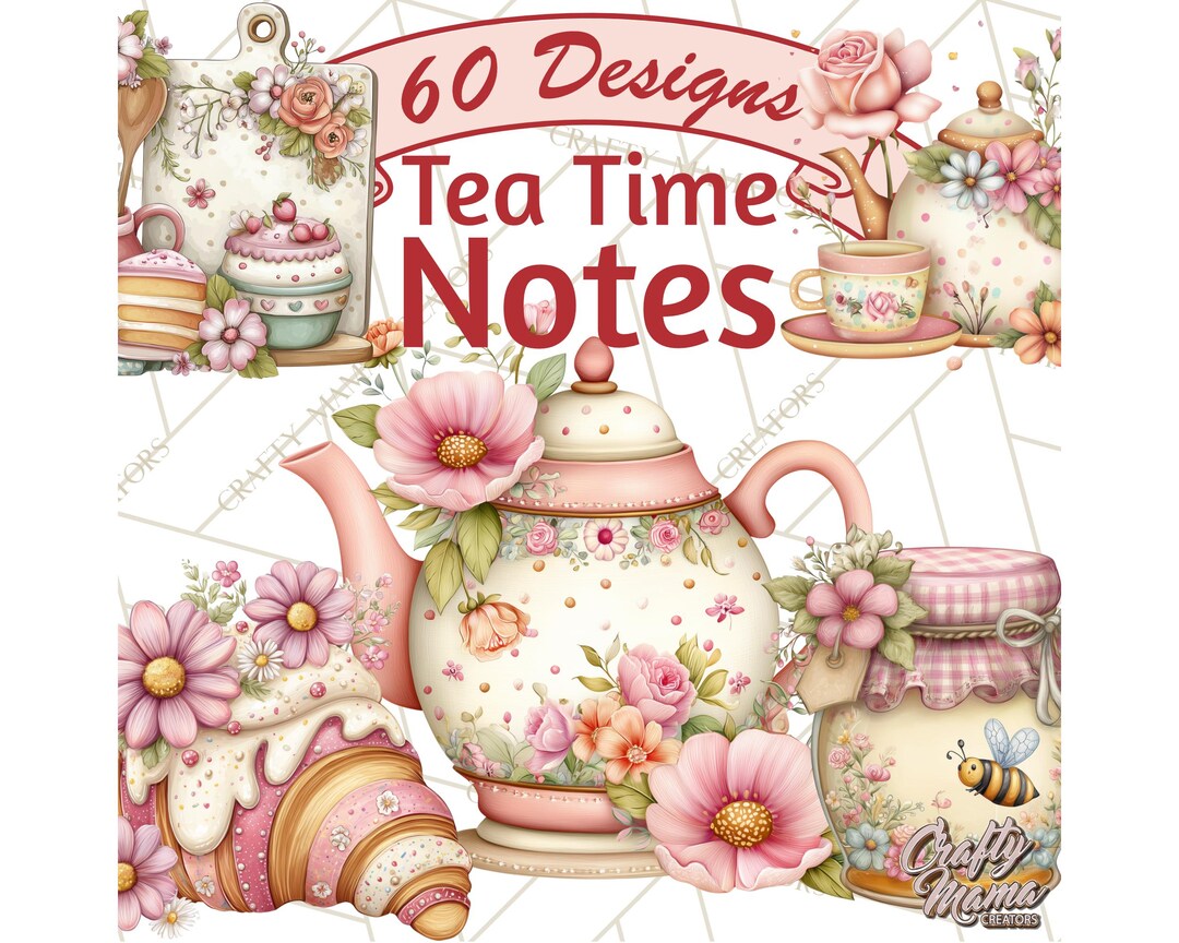 60 Png, Tea Time Notes Clipart, Cozy Teapot and Cup Clip Art PNG ...