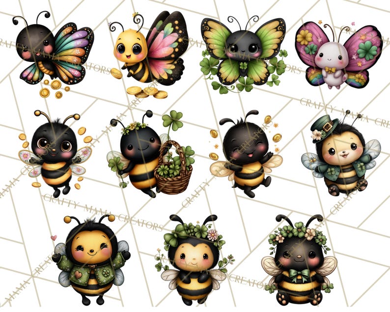 76 PNG, Cute St Patricks Day Bug Clipart, Lucky Insects Ladybug Bee ...