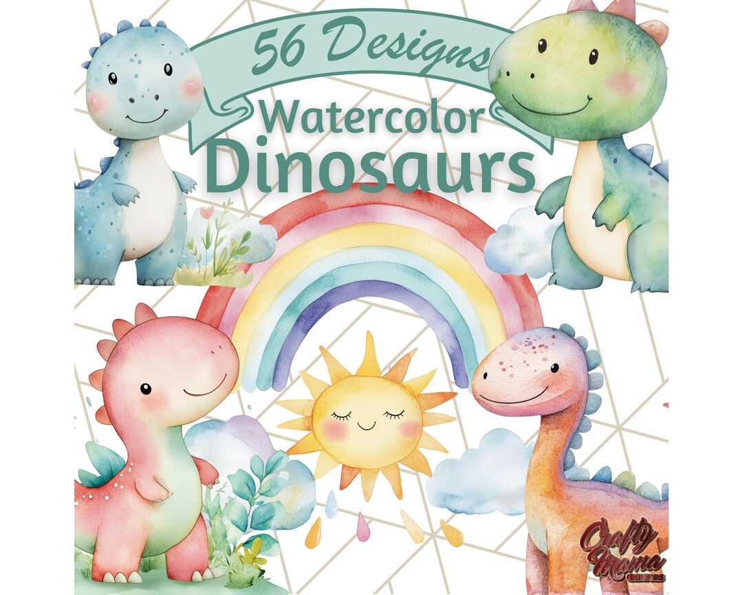 Watercolor Dinosaur PNG Clipart, Cute Pastel Dino PNG, Rainbow Nursery ...