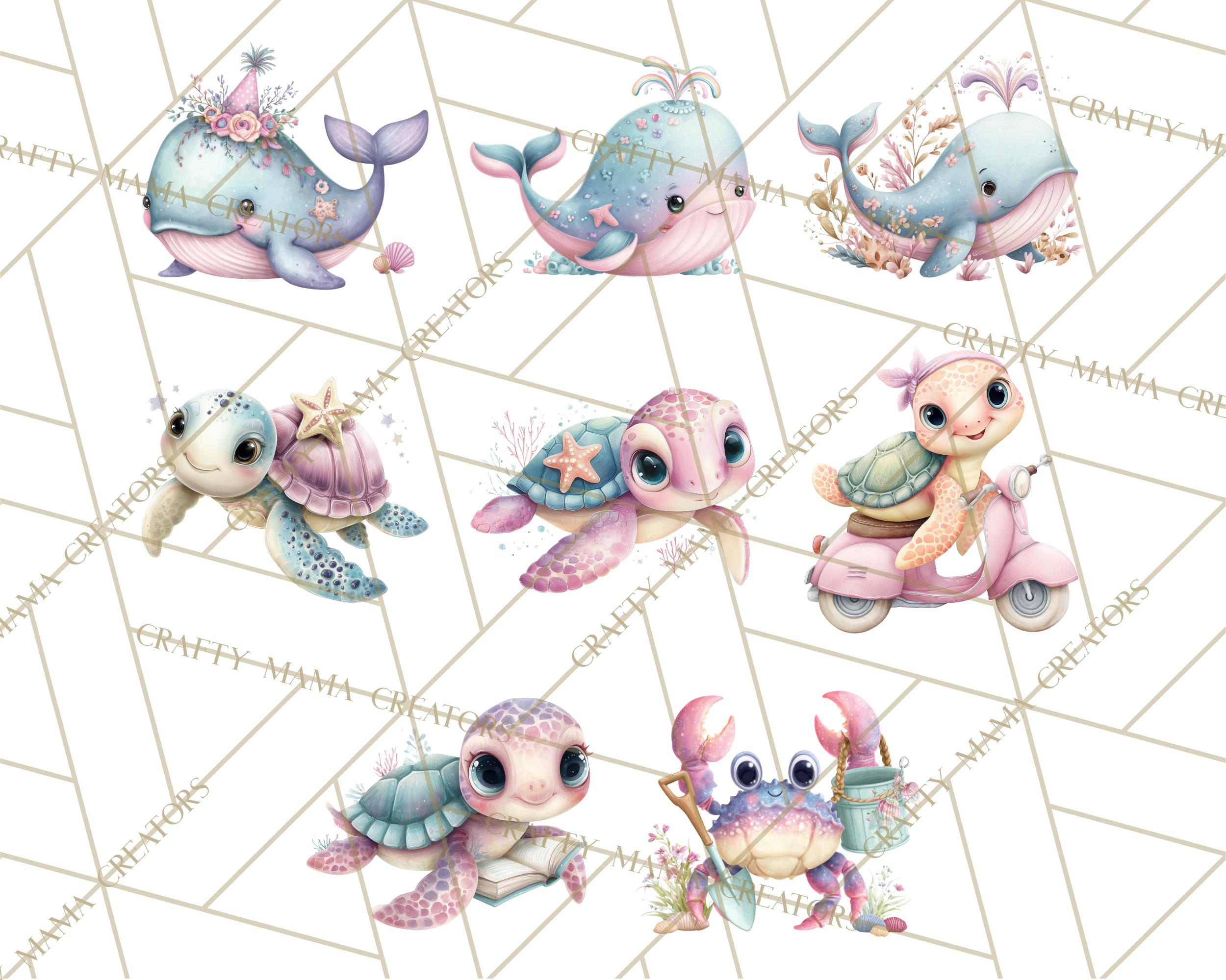 64 Png, Sweet Ocean Creatures Clipart, Under the Sea Nursery Decor ...