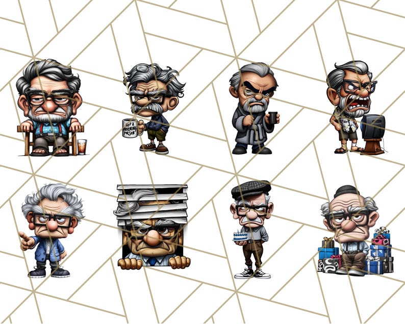 Grumpy Old Man Clipart PNG, Funny Father’s Day Clip Art, Cranky Grandpa ...