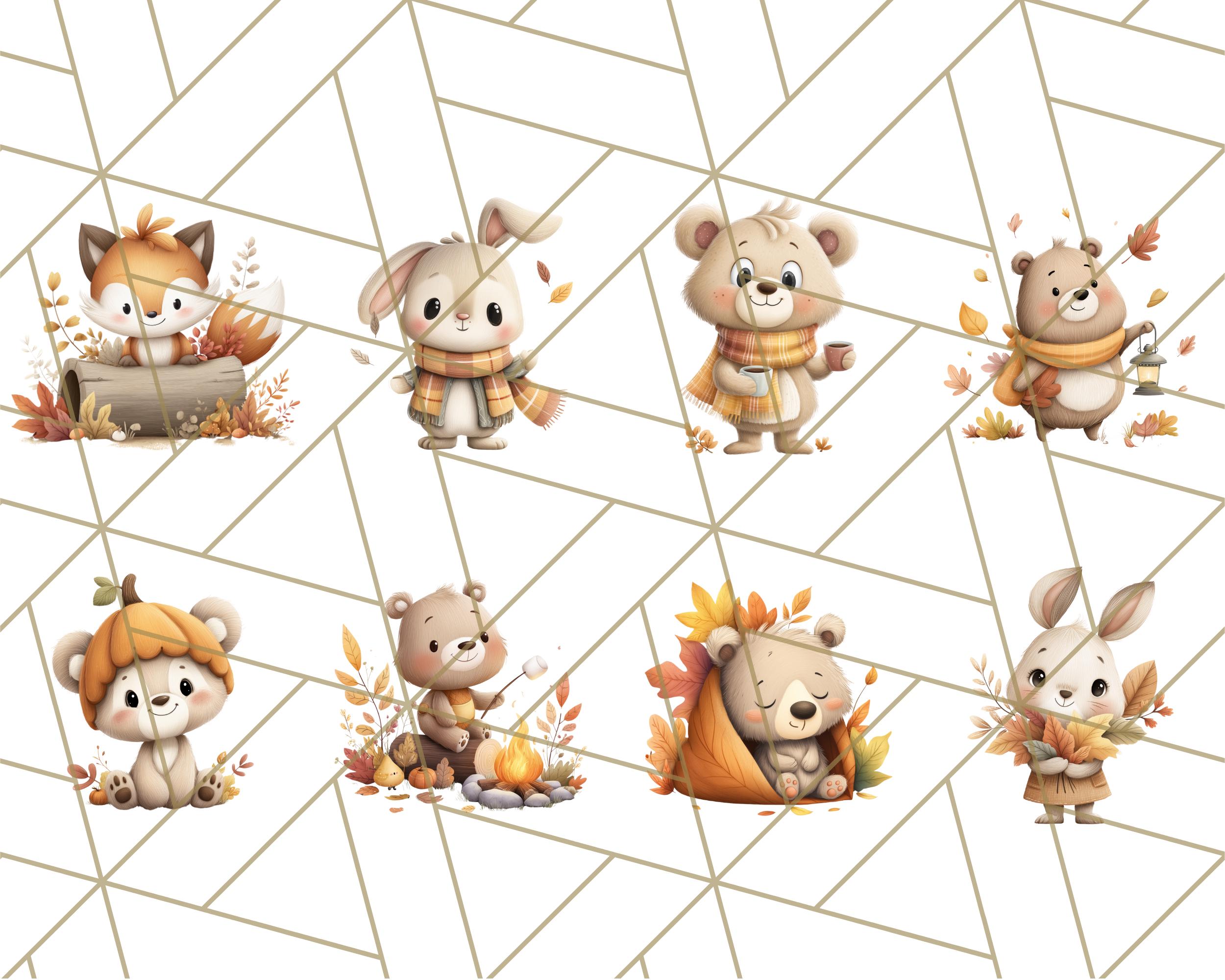 Woodland Autumn Critters PNG Clipart, Cute Fall Animals Clip Art, Fox ...