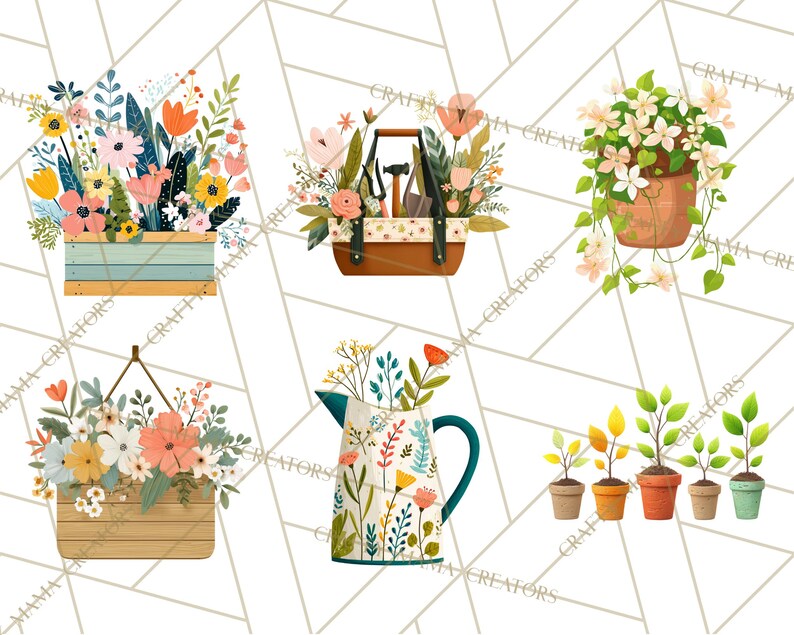 48 Png Spring Garden Tools Clipart, Floral Gardening PNG, Florals Clip ...