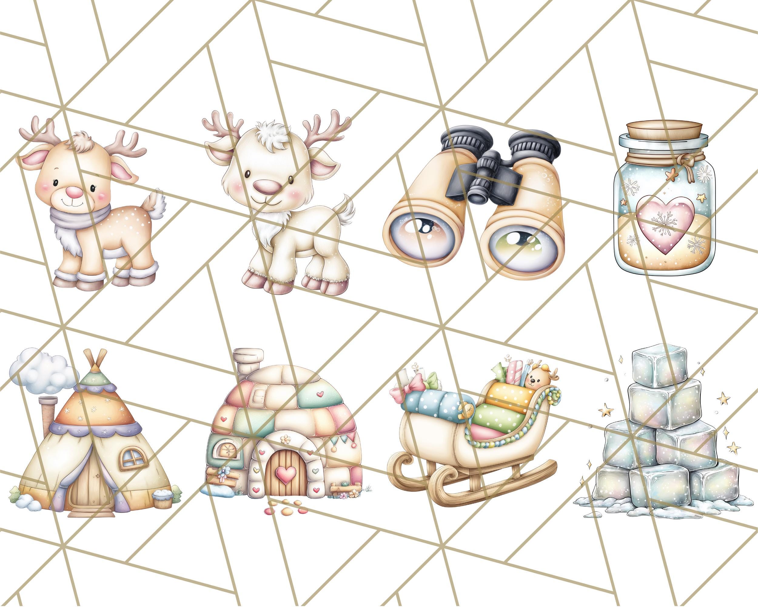 Arctic Animal Clipart, Cute Winter Animals PNG, Cartoon Polar Animals ...