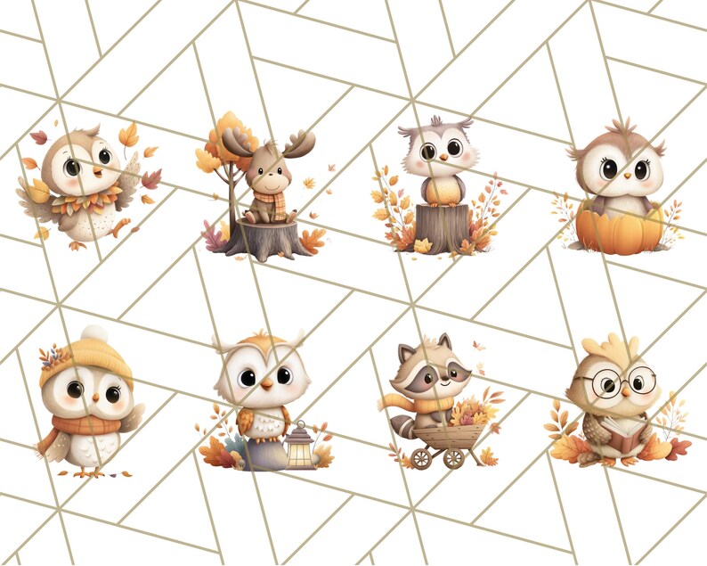 Woodland Autumn Critters PNG Clipart, Cute Fall Animals Clip Art, Fox ...