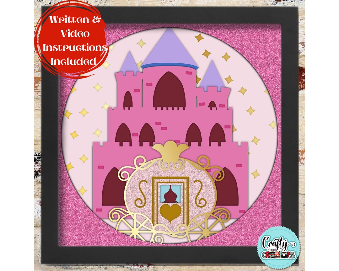 3D Princess Castle Shadow Box Svg, Cinderella Fairy Tale Shadowbox Svg ...