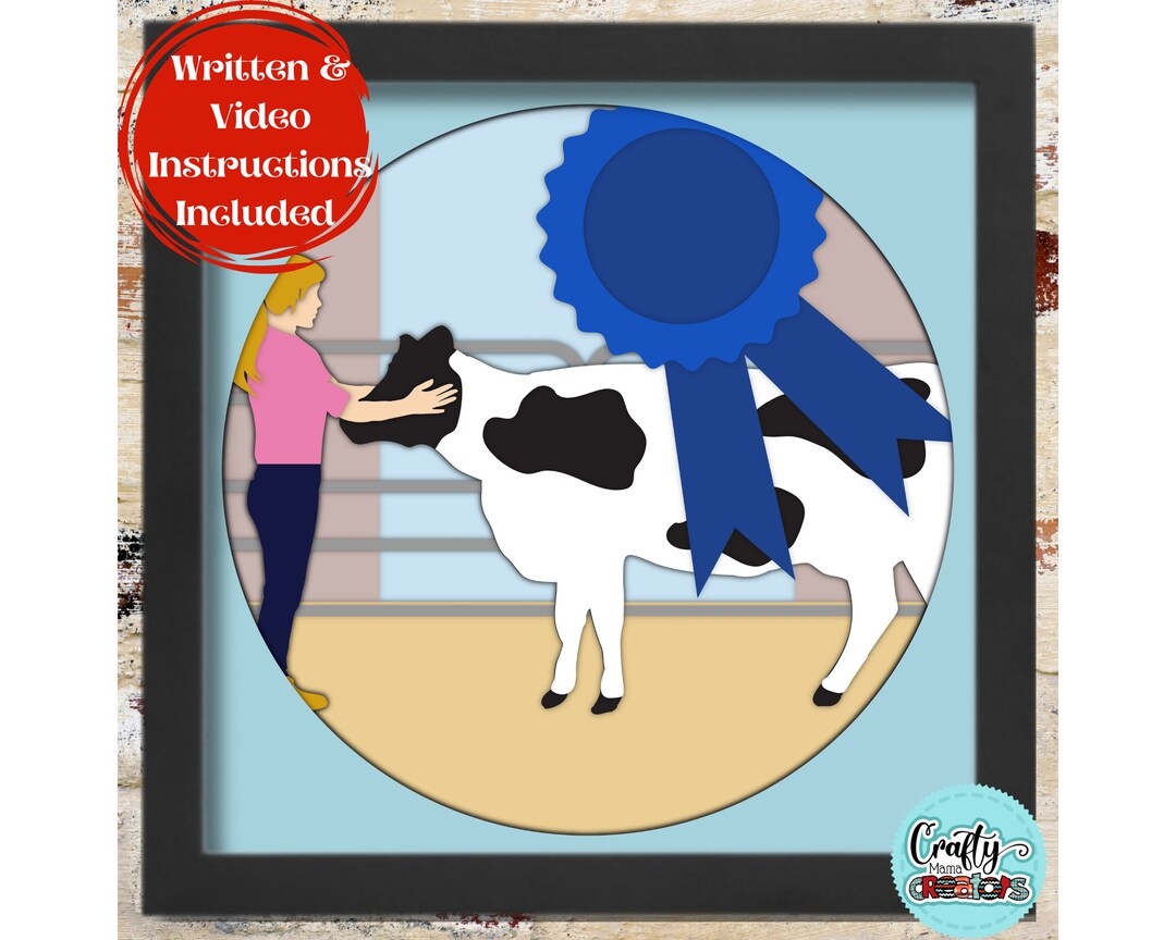 3D Cow SVG Shadow Box, Farm Animal Svg Shadow Box, State Fair ...