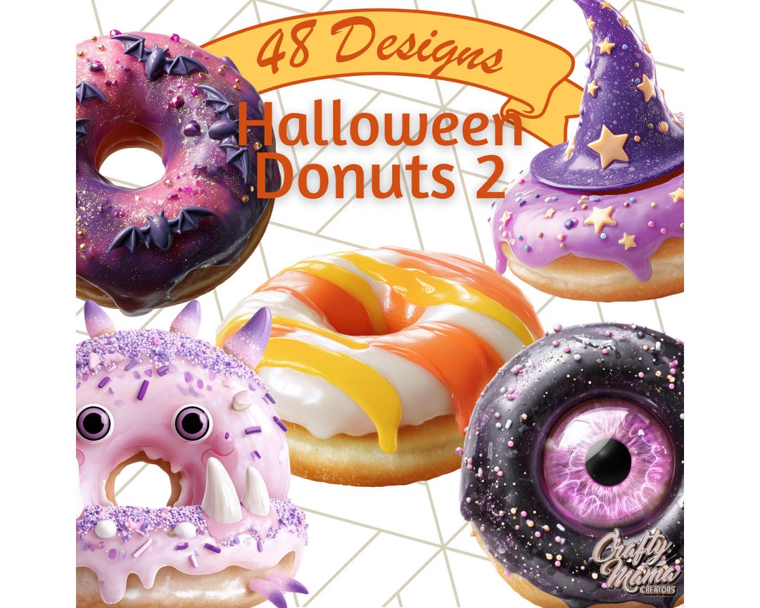 Halloween Donut Clipart PNG, Realistic Spooky Doughnut Art, Clay Style ...