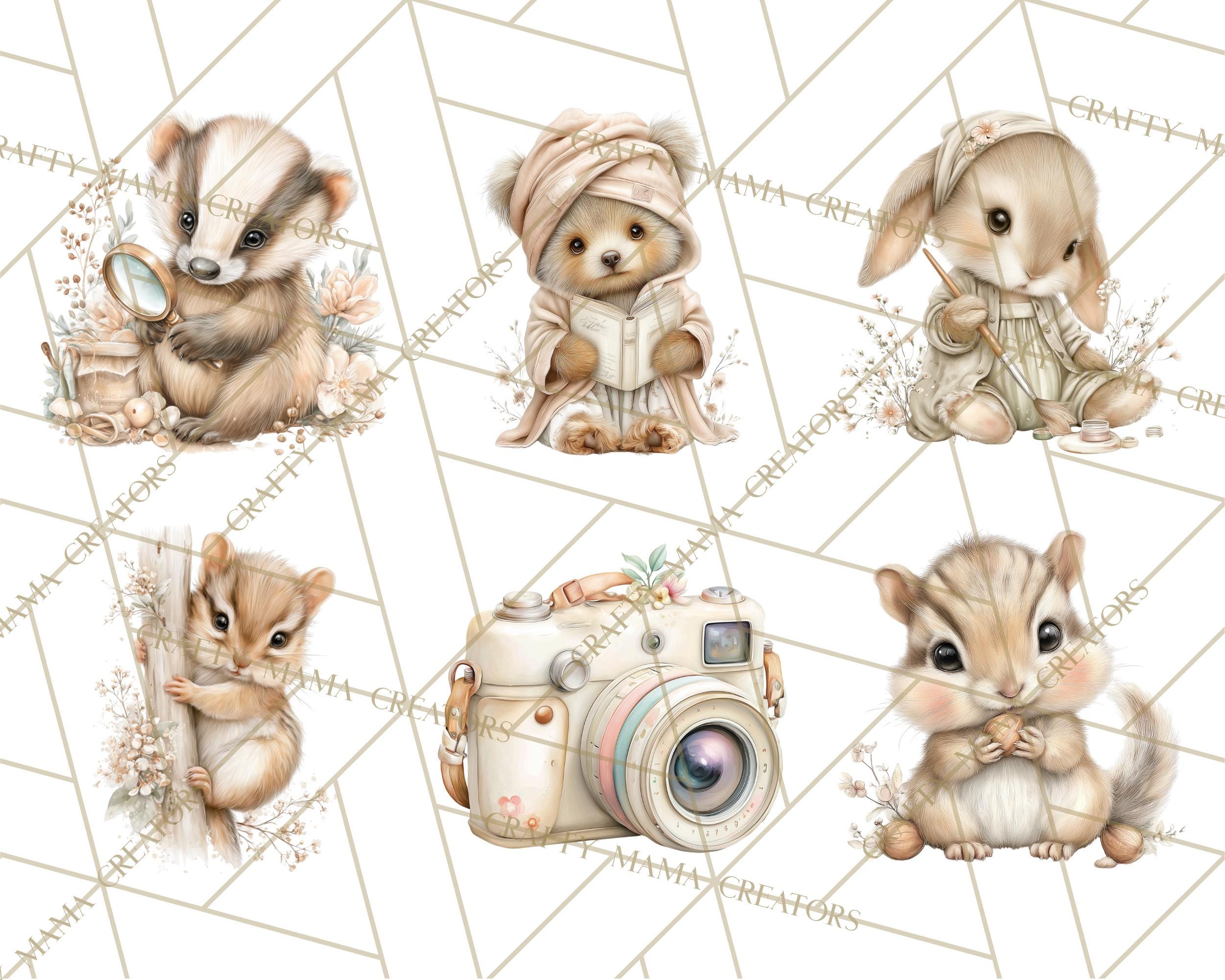 48 Png, Baby Woodland Animals Clipart, Forest Nursery Decor, Cute ...