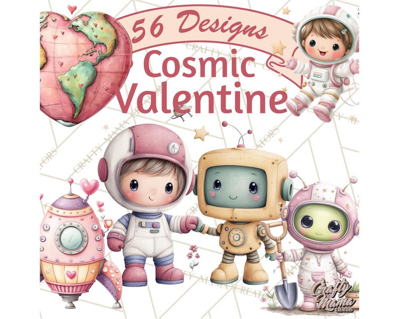 56 Png, Little Astronauts Clipart PNG, Cosmic Valentine Clip Art, Alien ...