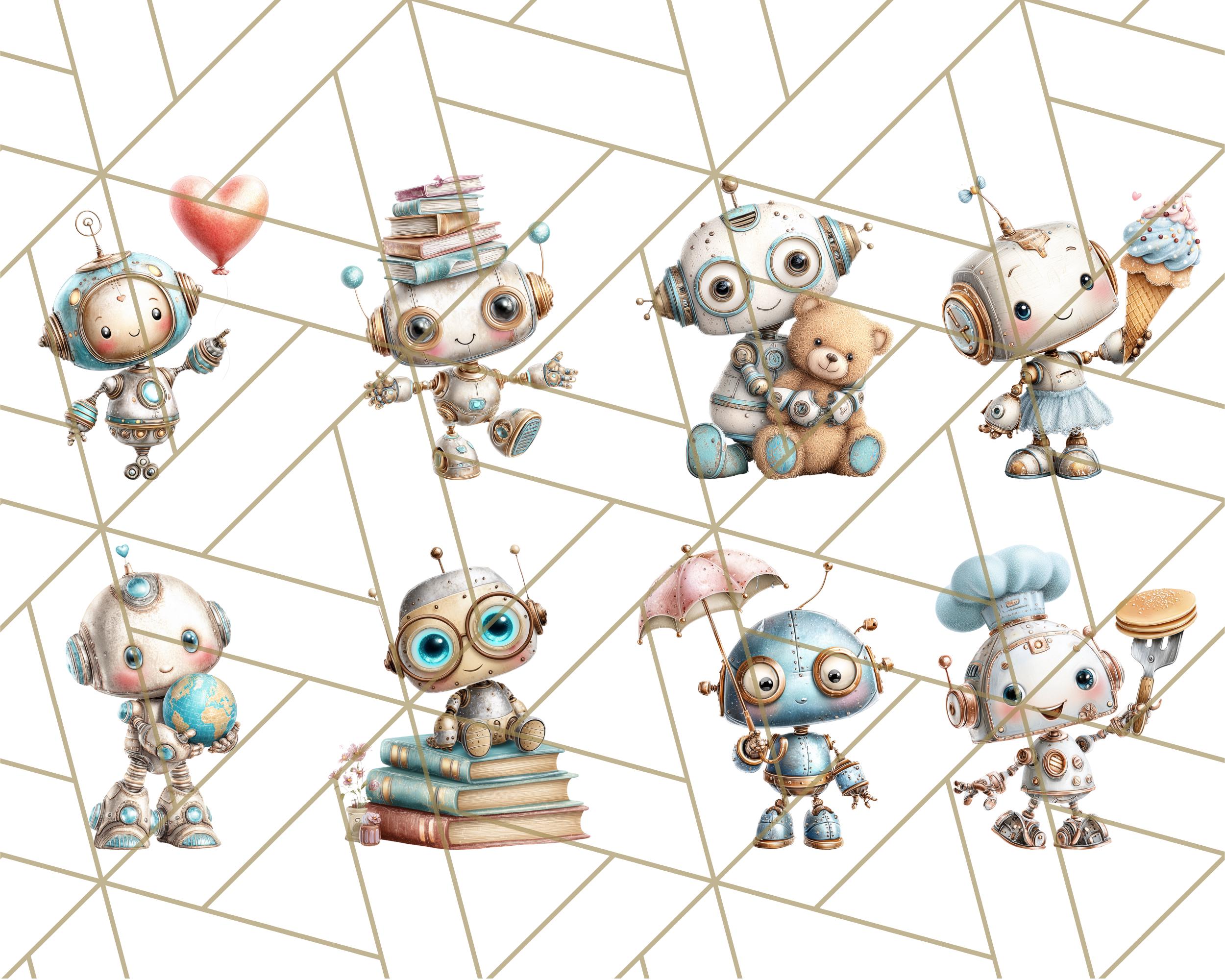 Robot Clipart PNG, Cute Robots Illustrations, Friendly Bot Art, Kids ...