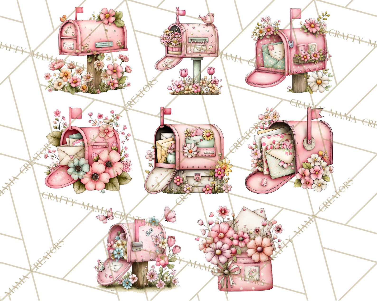 56 Png Spring Letters Mail Clipart PNG, Floral Envelopes, Spring ...