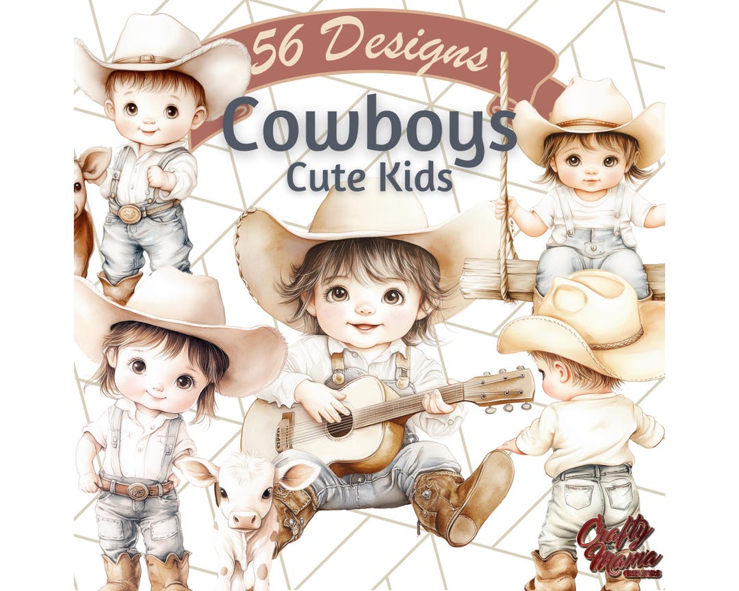 56 Png, Cowboy Kids Clipart Bundle, Western PNG, Cowgirl and Cowboy ...