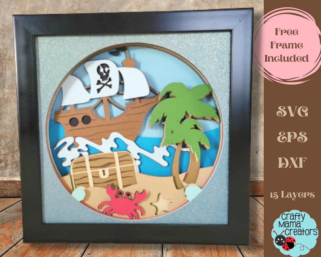 3D Pirate Shadow Box Svg Pirate Ship Shadow Box SVG Treasure - Etsy