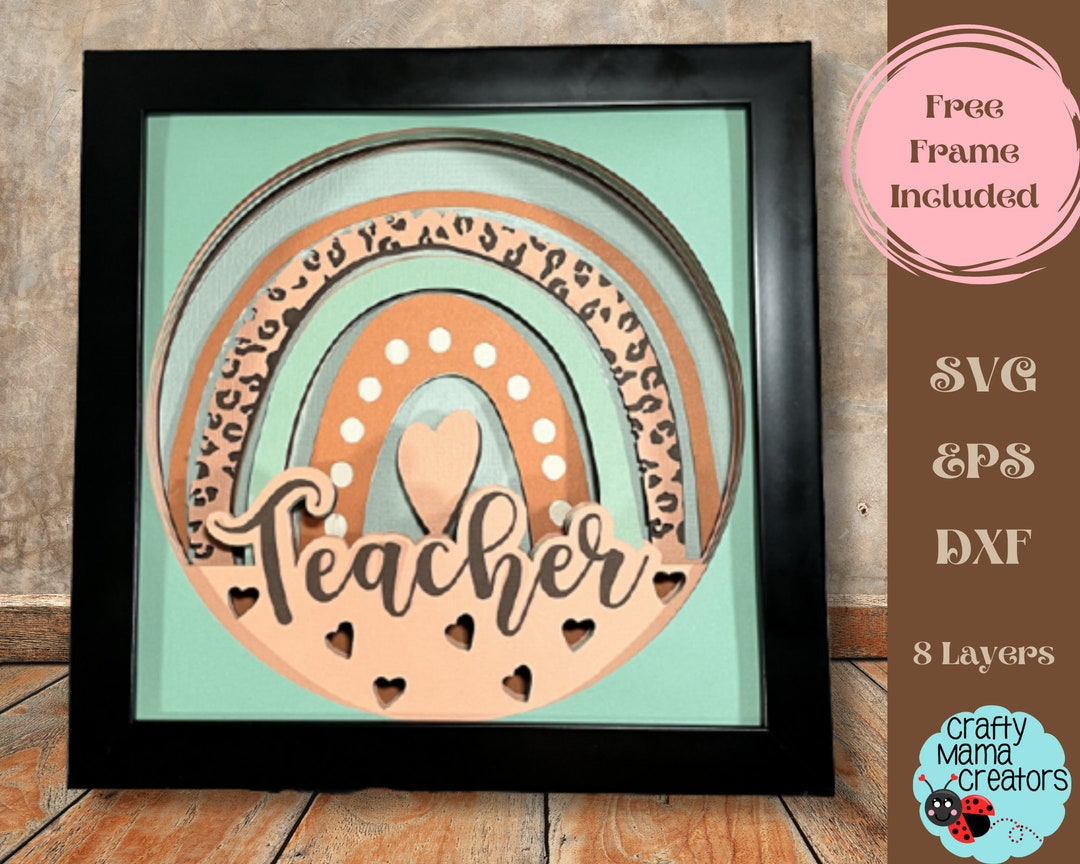 Teacher Shadow Box School Shadow Box SVG Teacher Boho - Etsy