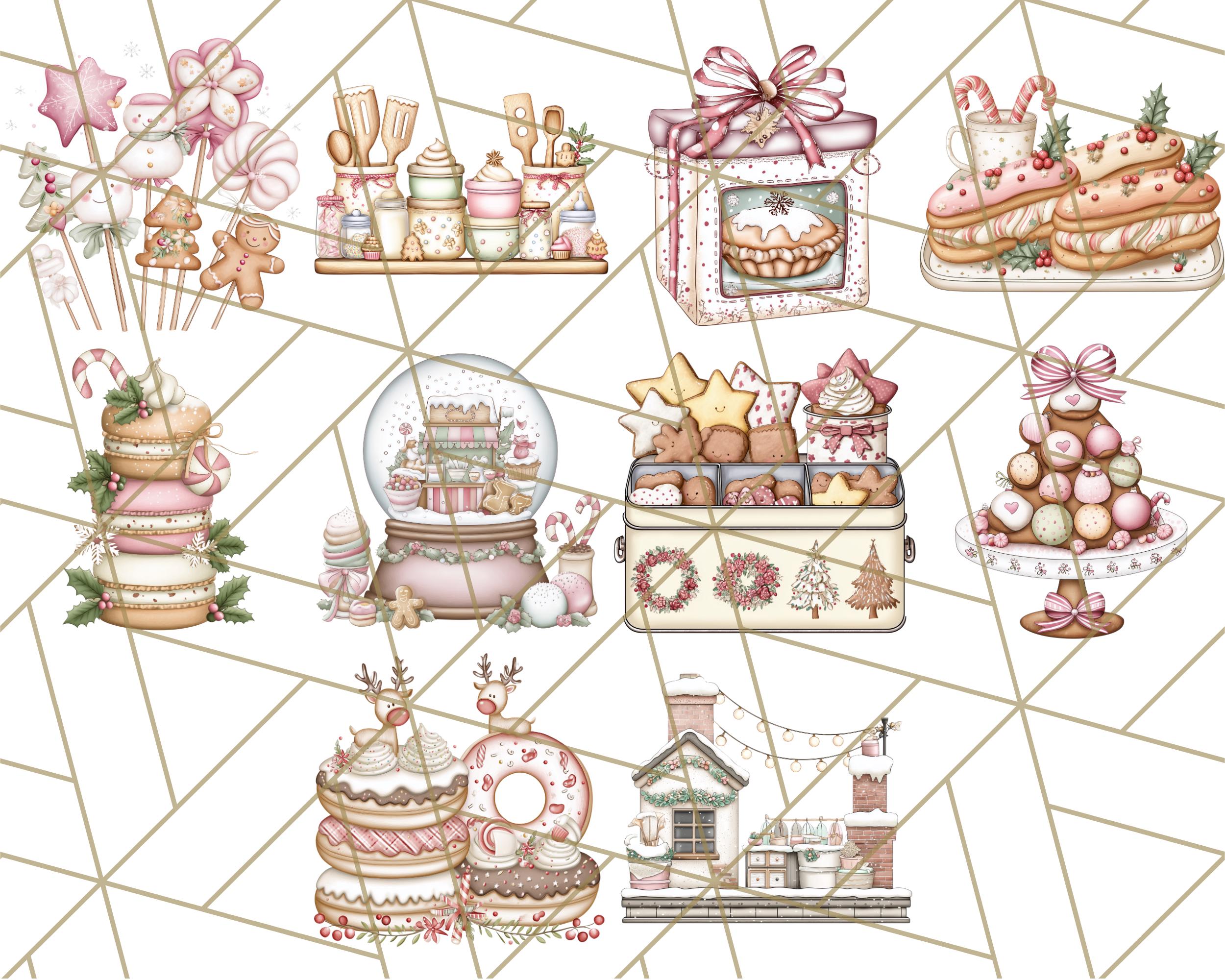 Christmas Sweet Shoppe Clipart PNG, Pastel Christmas Bakery Clip Art ...