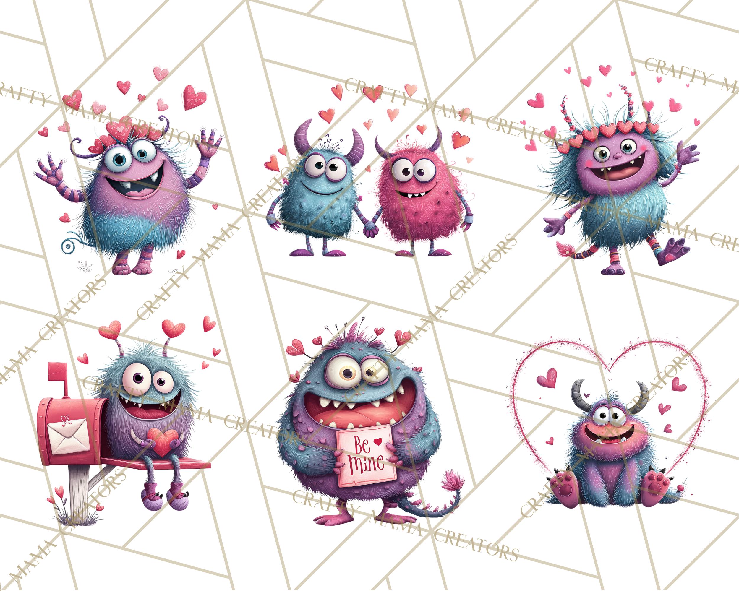 60 Png Valentine Monster Clipart PNG, Cute Valentine Monsters, Kids ...
