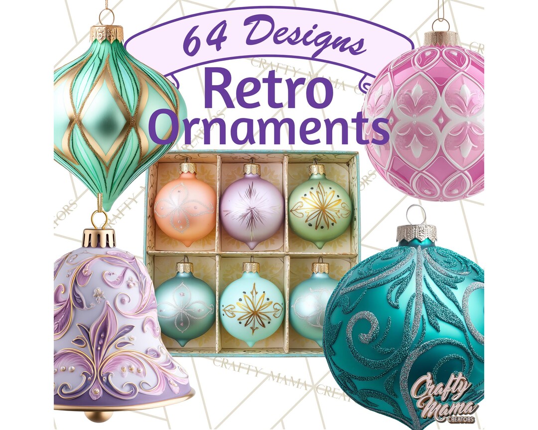 64 Png, Retro Christmas Ornament Clipart, Vintage Holiday Clip Art, Mid ...