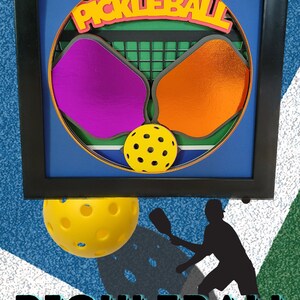 3D Pickleball Shadow Box Svg, Pickle Ball Paddle Shadowbox Svg ...