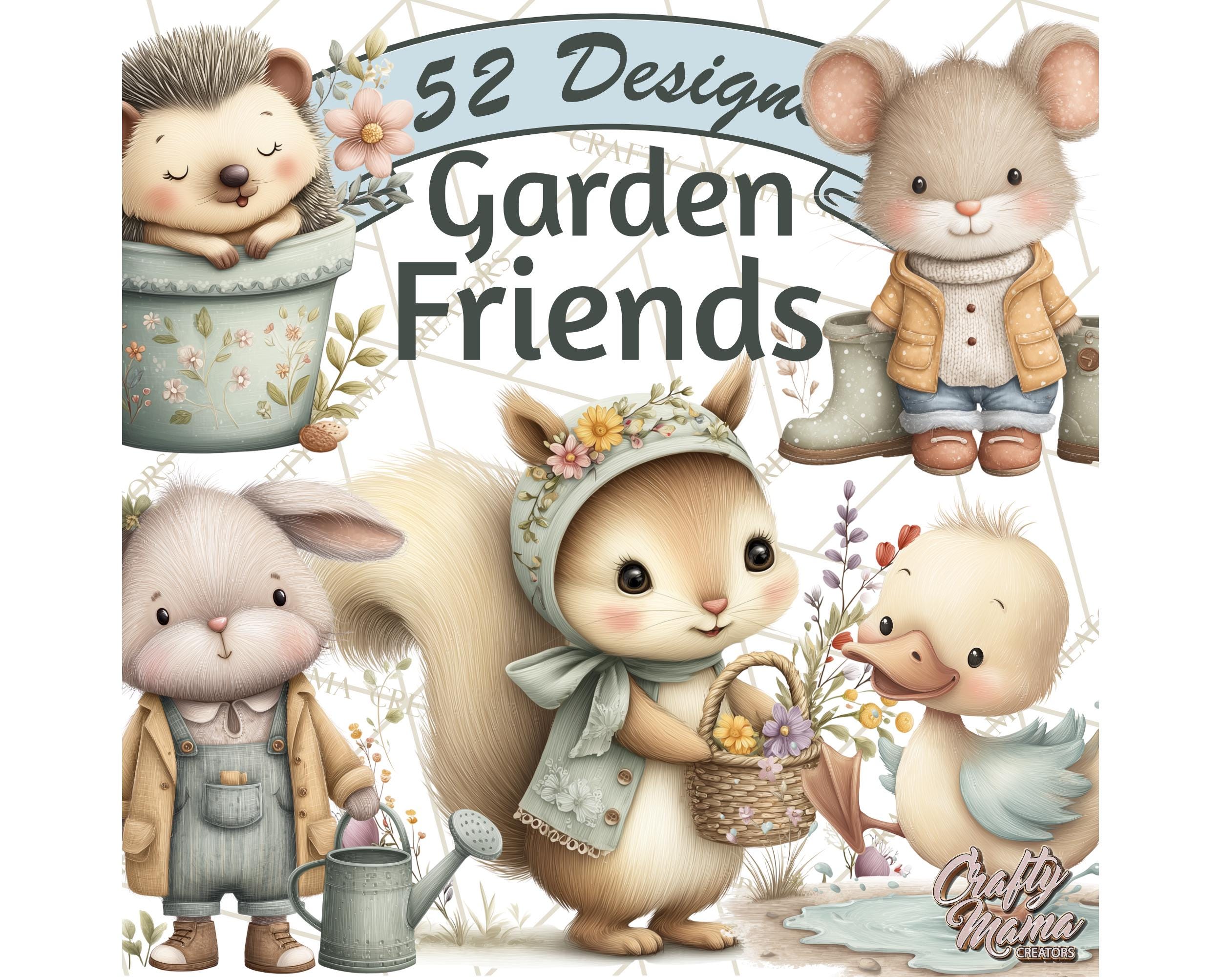 52 Png, Garden Friends Clipart, Spring Animals Clip Art PNG, Cute Bunny ...