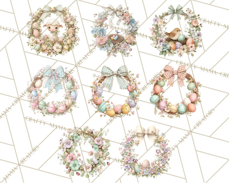 56 Png, Spring Wreath Clipart PNG, Easter Wreath Clip Art, Floral ...