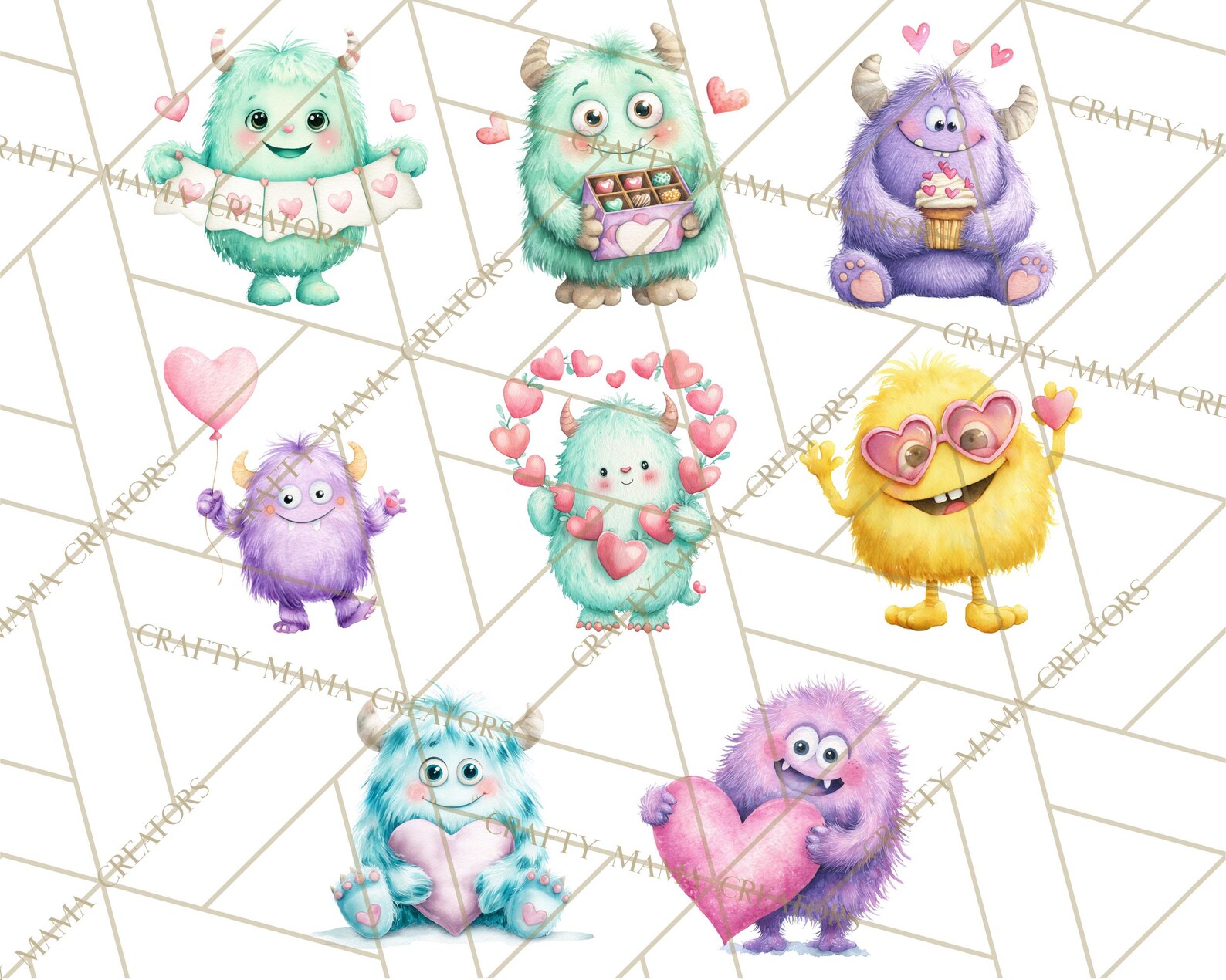 56 Png Valentine Monster Clipart, Cute Valentine Monsters PNG ...