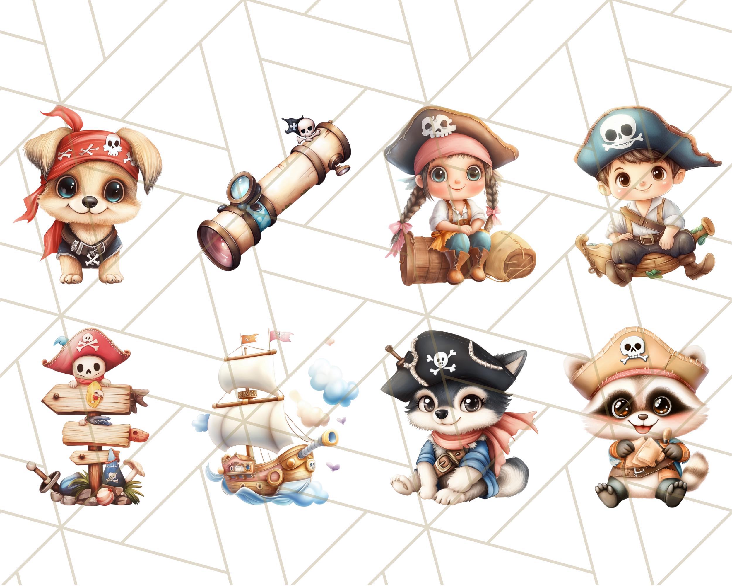 Kawaii Pirate Clipart, Cute Pirate Ship Clip Art, Kids Pirate ...