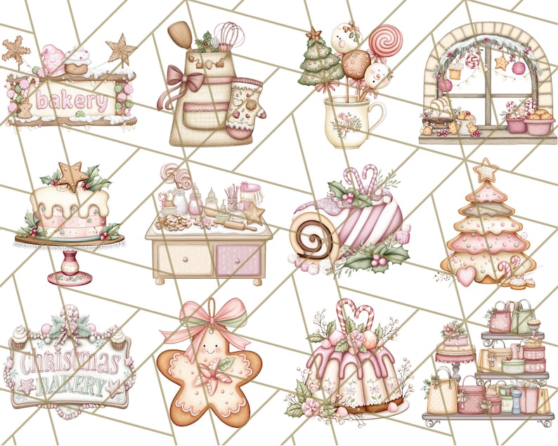 Christmas Sweet Shoppe Clipart PNG, Pastel Christmas Bakery Clip Art ...
