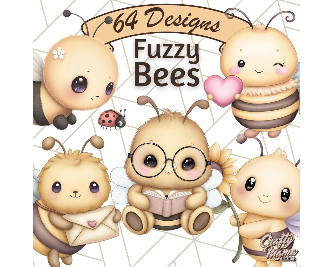 Adorable Bee Clipart PNG, Cute Everyday Bees With and Without Faces ...