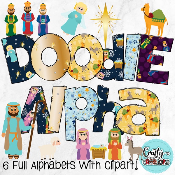 Christmas Alpha Clipart - Etsy