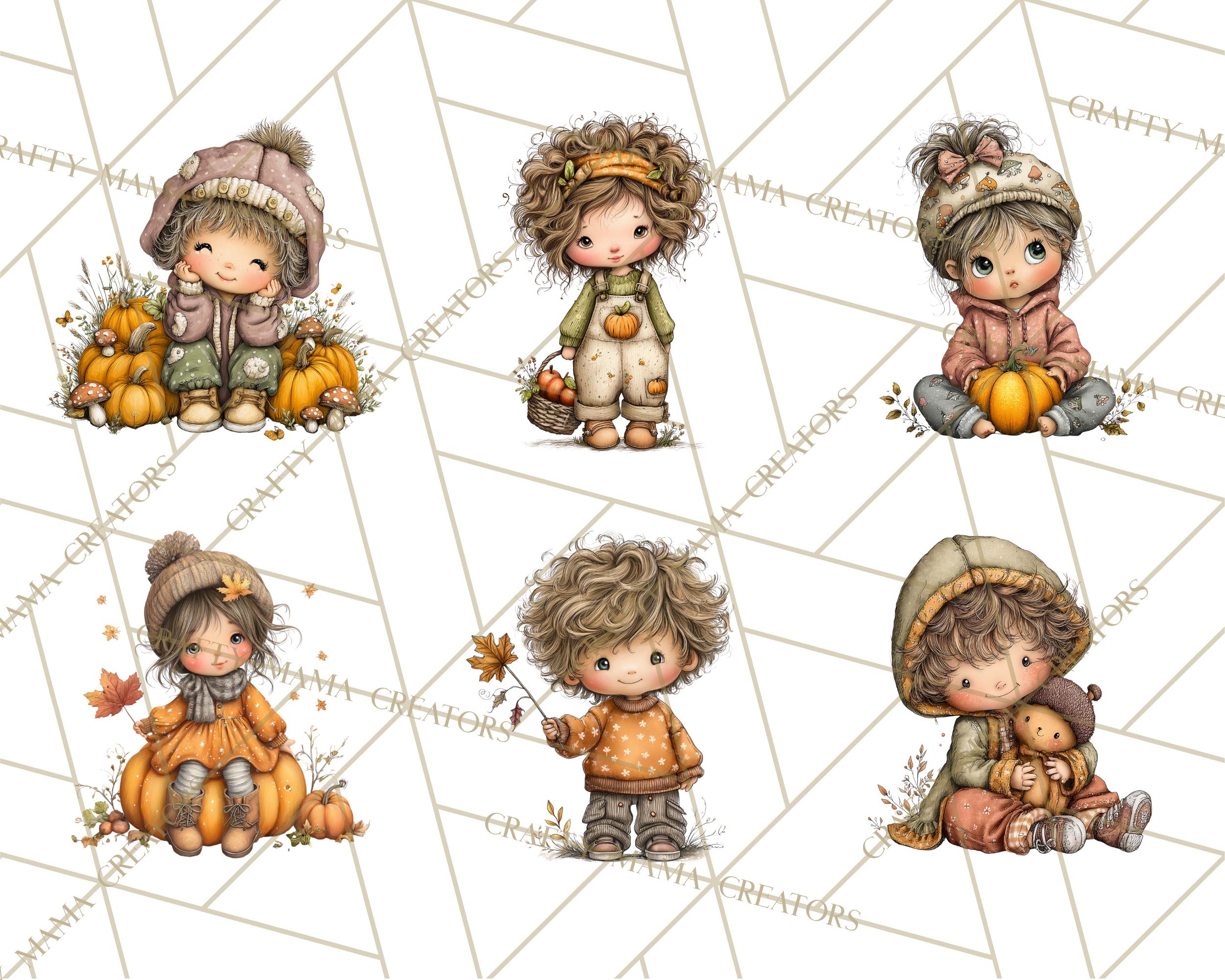 52 Png, Fall Kids Clipart, Cute Autumn Children PNG, Cozy Fall Outfits ...