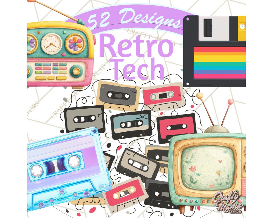 52 Png, Retro Tech Clipart, Vintage Electronics PNG, Old TV Cassette ...