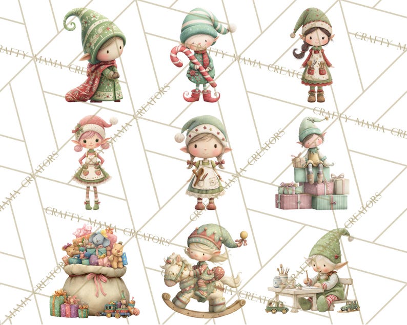 76 Png, Santa's Elves Clipart, Christmas Elves Clip Art, Watercolor ...