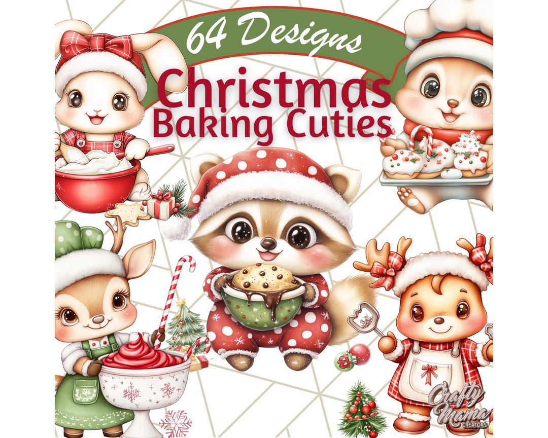 Christmas Baking Critters PNG Clipart, Cute Holiday Animals Decorating ...