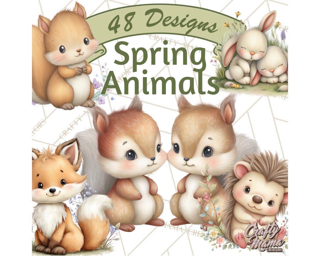 48 Png Spring Animals Clipart, Baby Bunny Lamb Chick Duckling Clip Art ...