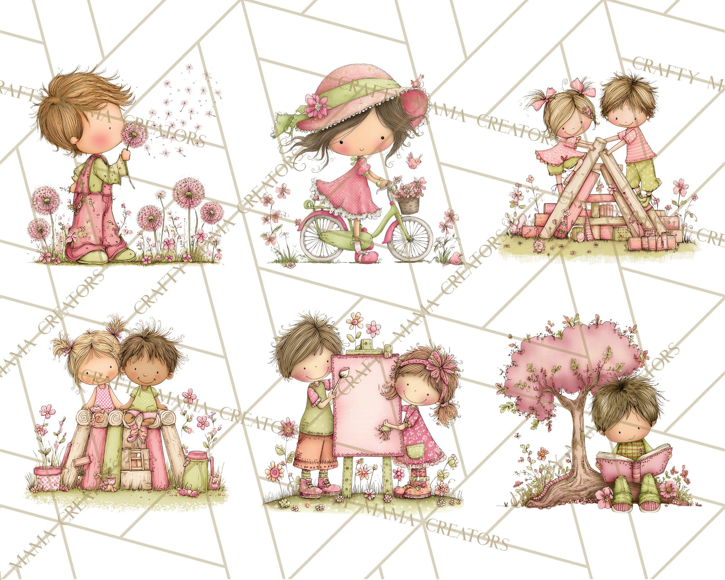 48 Png Spring Kids Clipart Playing Outdoors, Summer Children Having Fun ...