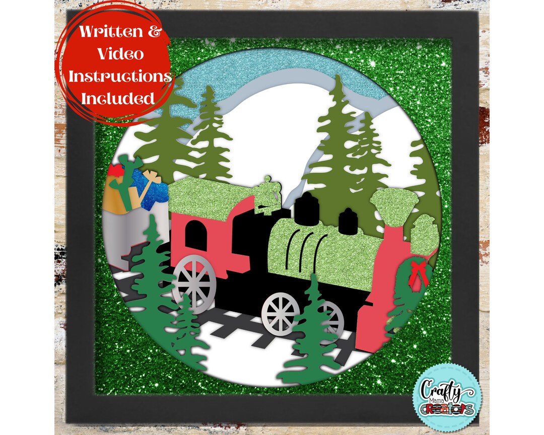 3D Christmas Train Svg Shadow Box, Train Christmas Svg Shadow Box ...