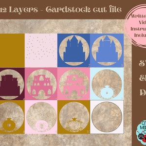 3D Princess Castle Shadow Box Svg, Cinderella Fairy Tale Shadowbox Svg ...