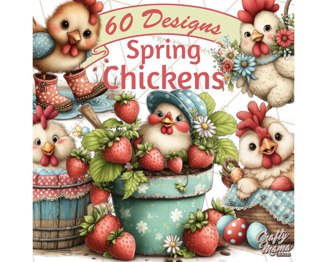 60 Spring Chicken Clipart, Cute Farm Chicken Gardening, Chicken Chores ...