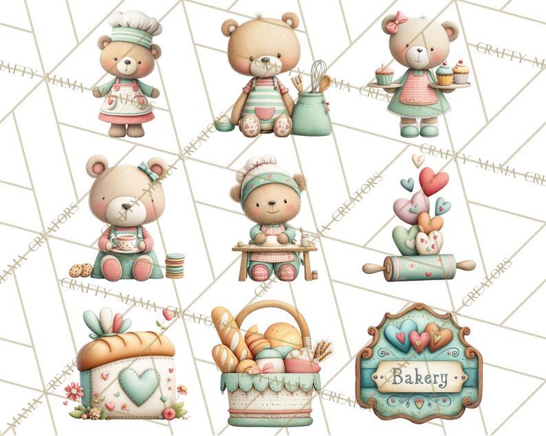 68 Png Teddy Bear Bakery Clipart, Valentine Baking PNG, Cute Teddy Bear ...