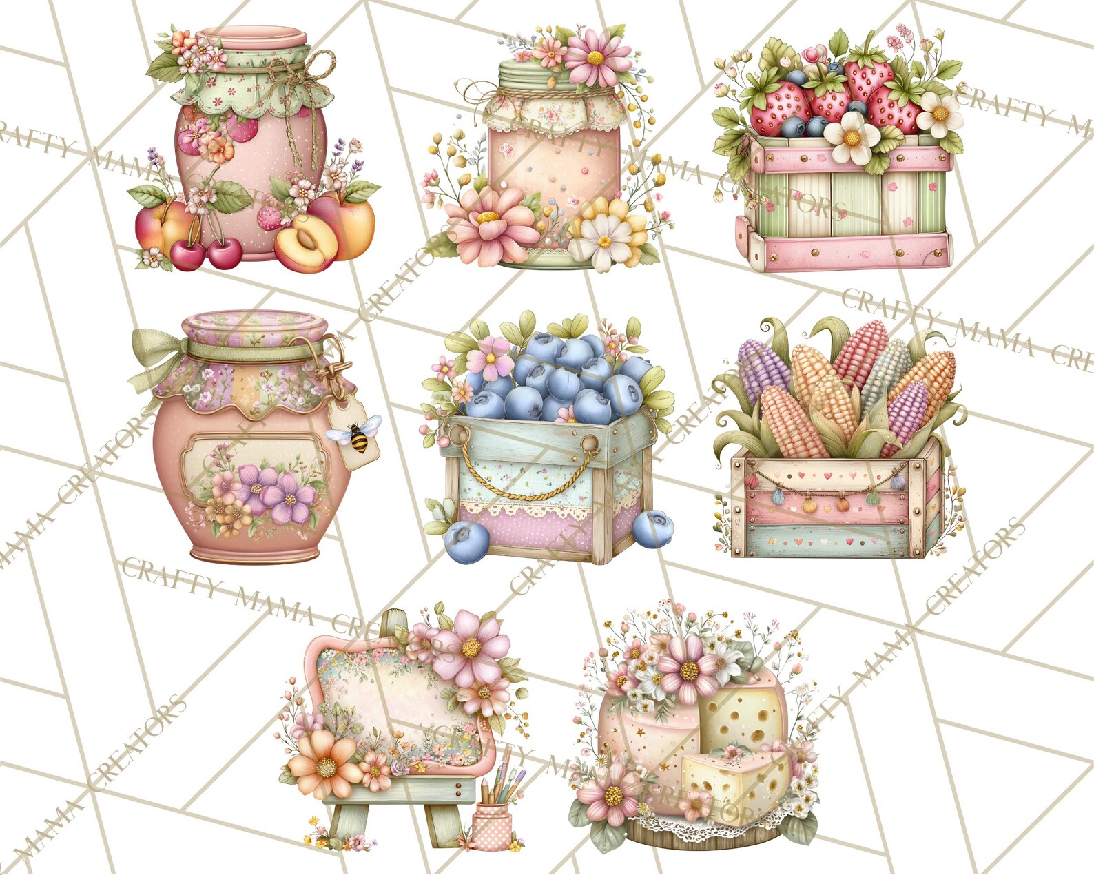 60 Png, Spring Market Icons Clipart, Rustic Produce and Farm Stand Clip ...
