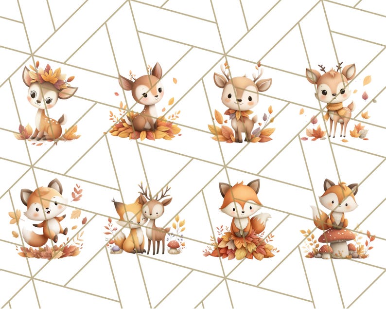 Woodland Autumn Critters PNG Clipart, Cute Fall Animals Clip Art, Fox ...