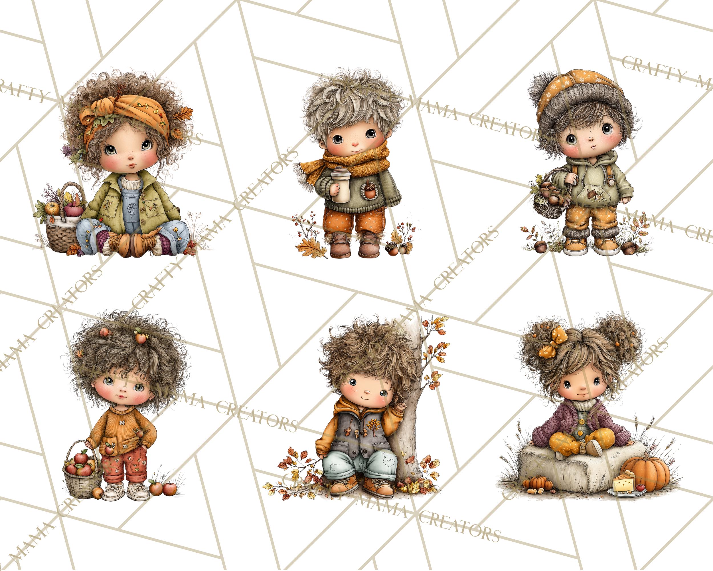 52 Png, Fall Kids Clipart, Cute Autumn Children PNG, Cozy Fall Outfits ...