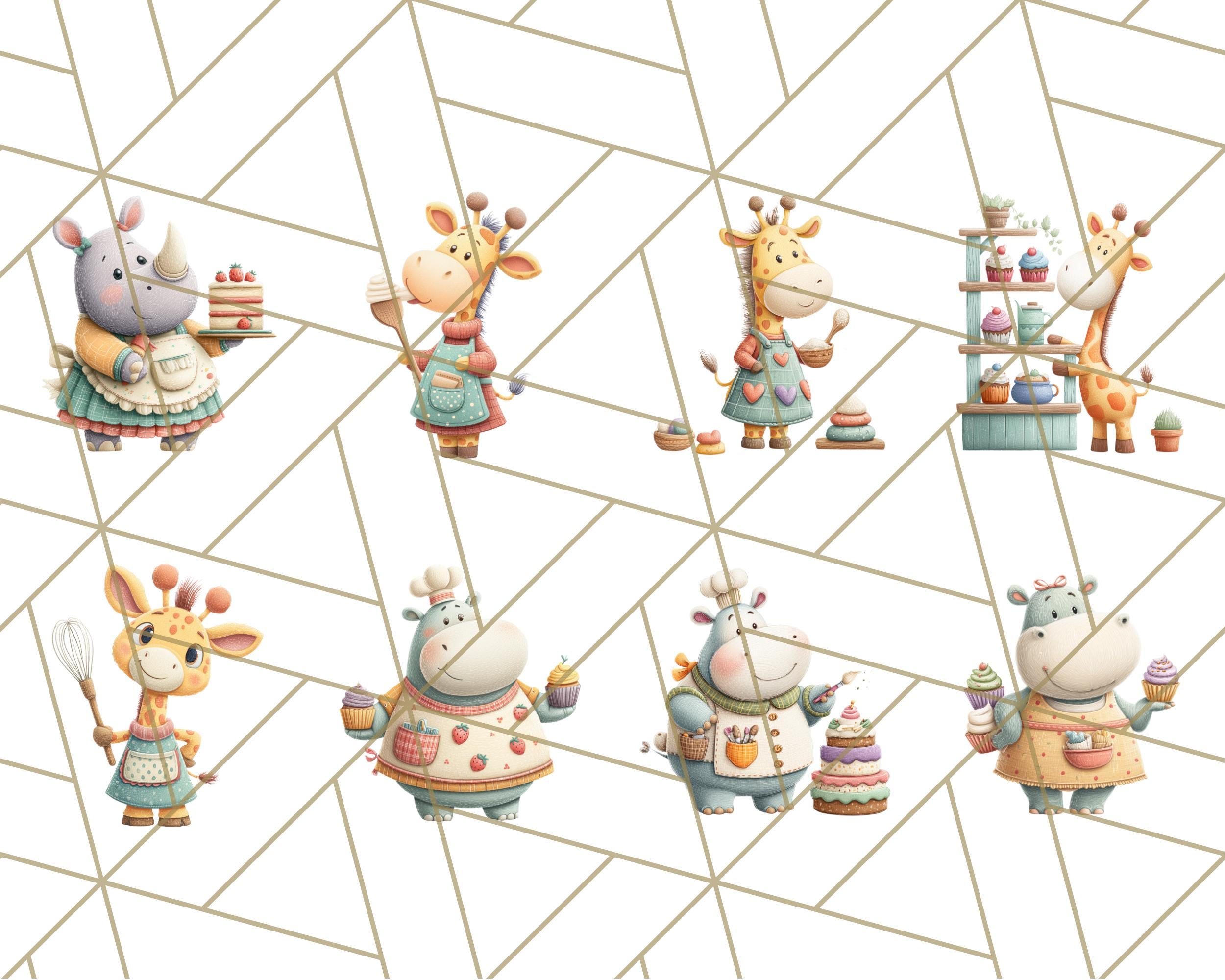 52 Png, Cozy Safari Baking Animals PNG, Cute Animal Chef Clipart, Lion ...