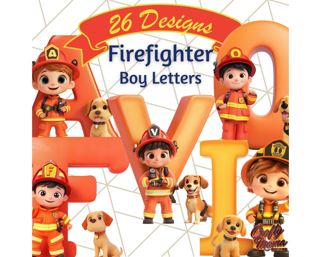 26 Png Firefighter Boys Alphabet Clipart PNG, Fireman Letters Clip Art ...