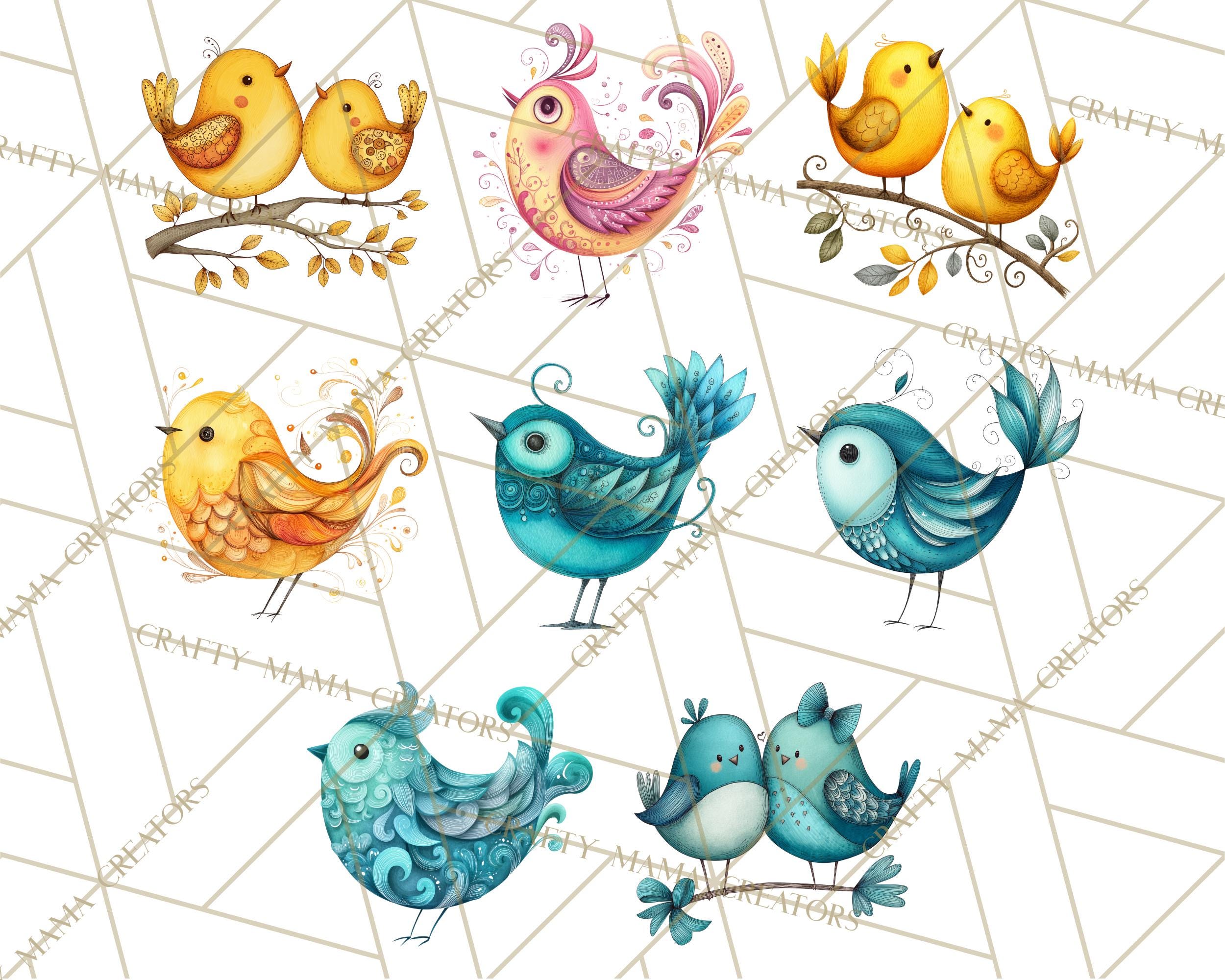 56 Png, Whimsical Bird Doodle Clipart PNG, Cute Colorful Bird Sketches ...