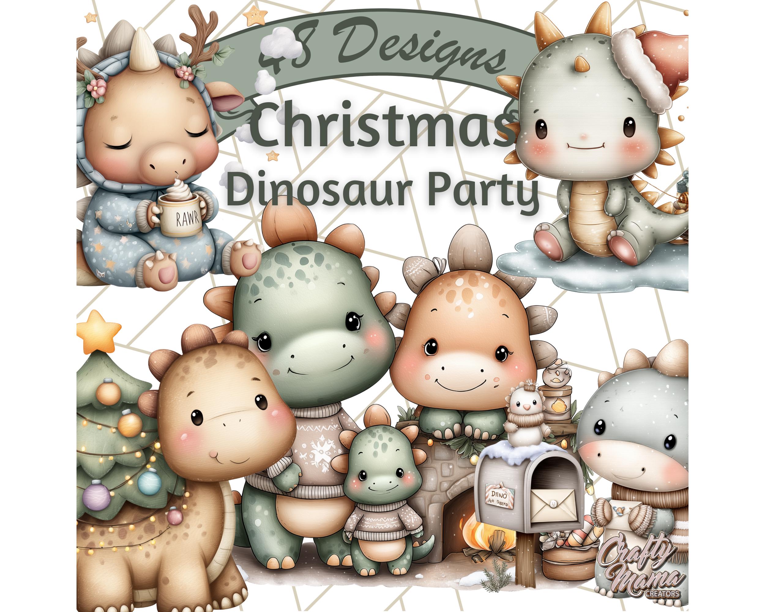 48 Png Christmas Dinosaur Clipart, Cute Dino Party PNG, Holiday ...